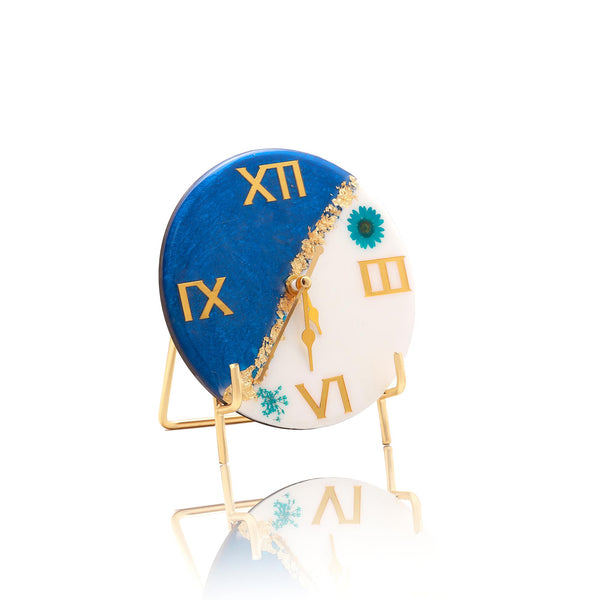 HandArted Resin Table Clock – Ocean Bloom Edition – My Store